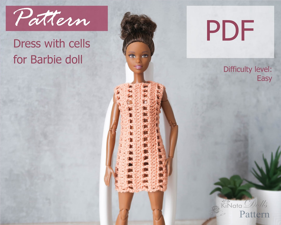 PATTERN: Dress With Cells for Barb Doll - Crochet Pattern in PDF - Etsy