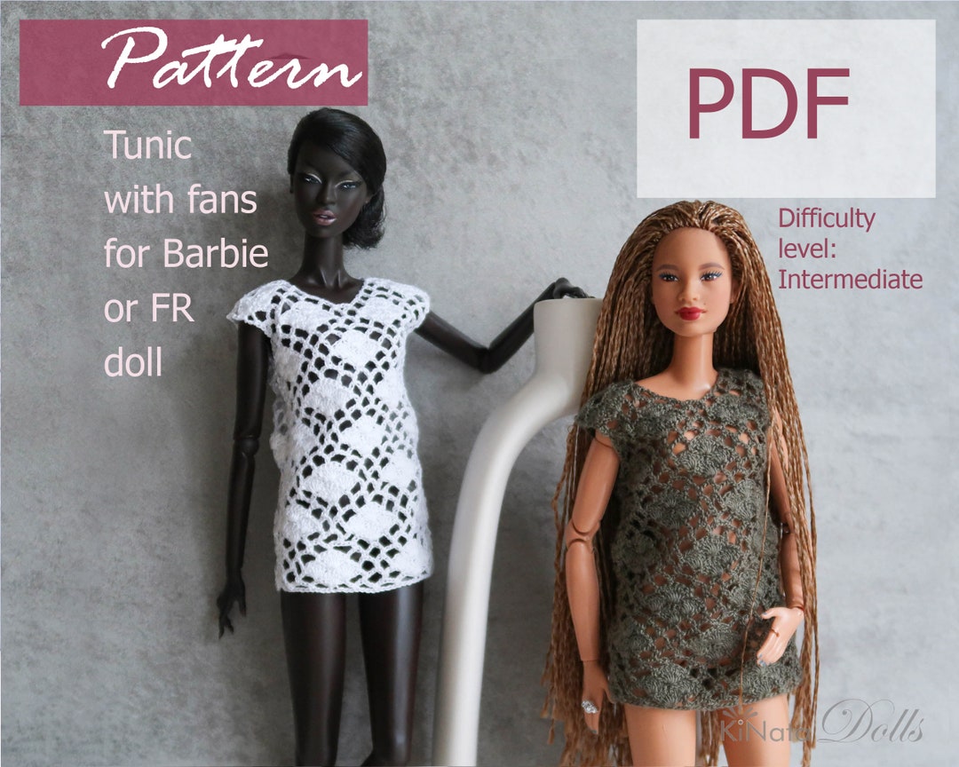 PATTERN: Tunic With Fans for Barb and Other 12" Fashion Dolls - Crochet ...