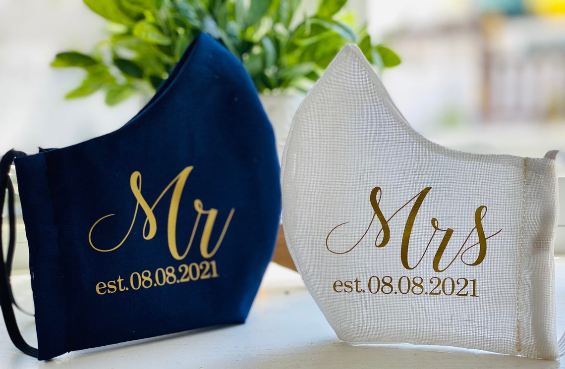 Mr and Mrs Face Masks With Custom Date Personalization - Etsy