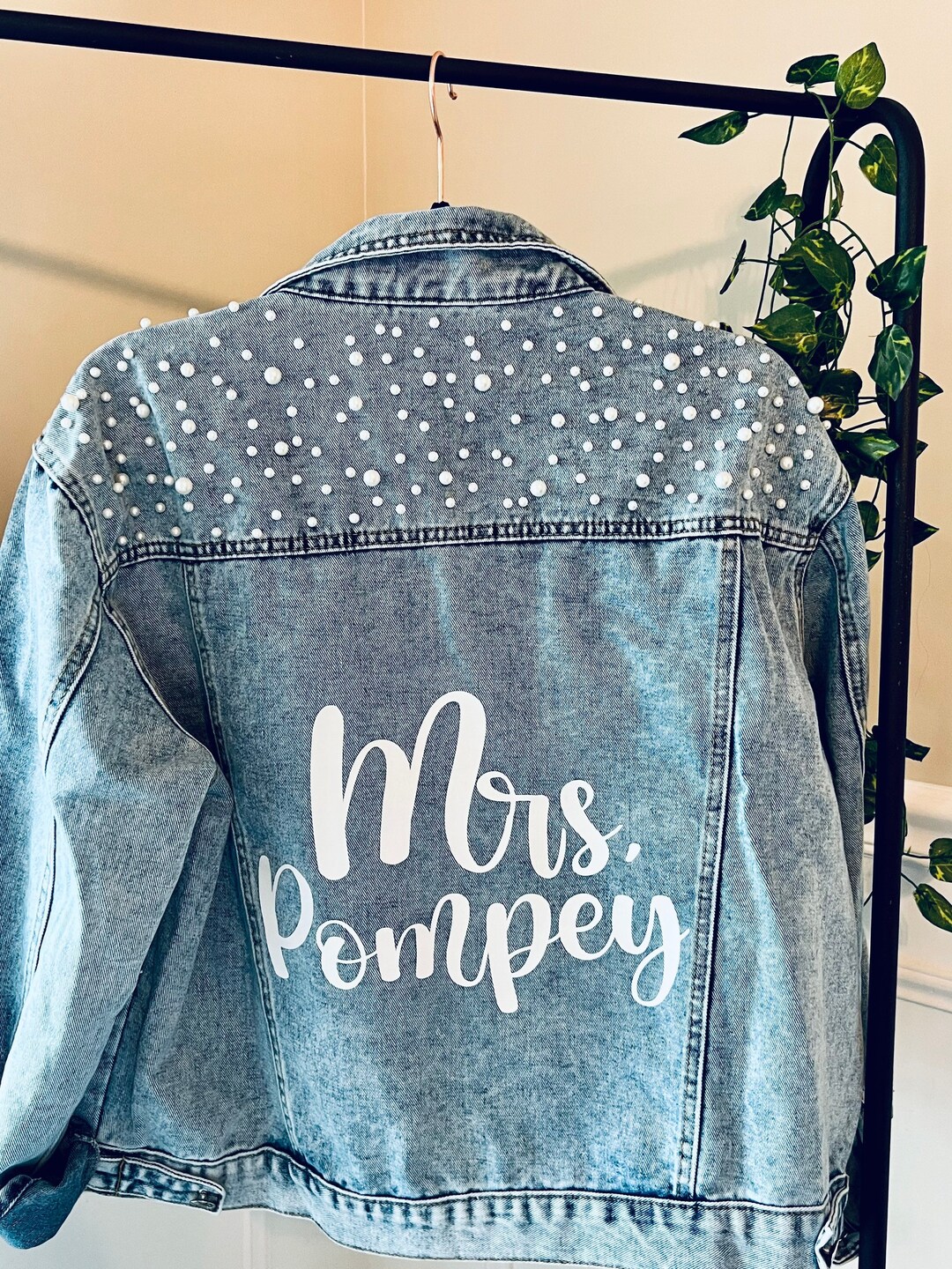Mrs Pearl Jean Jacket, Bride Jean Jacket, Personalized Jean Jacket ...