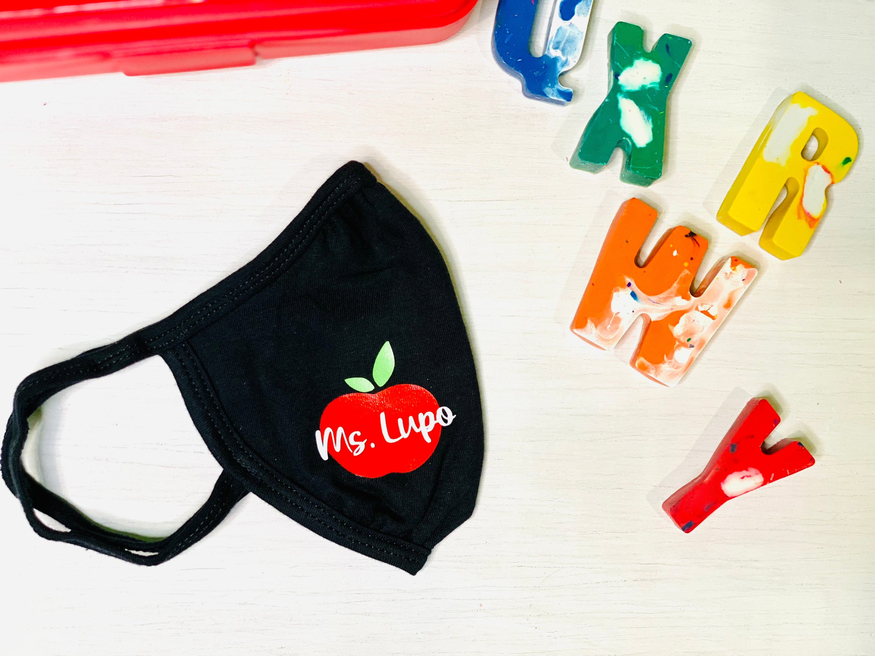 Personalized Teacher Apple Face Mask Face Mask For teachers | Etsy