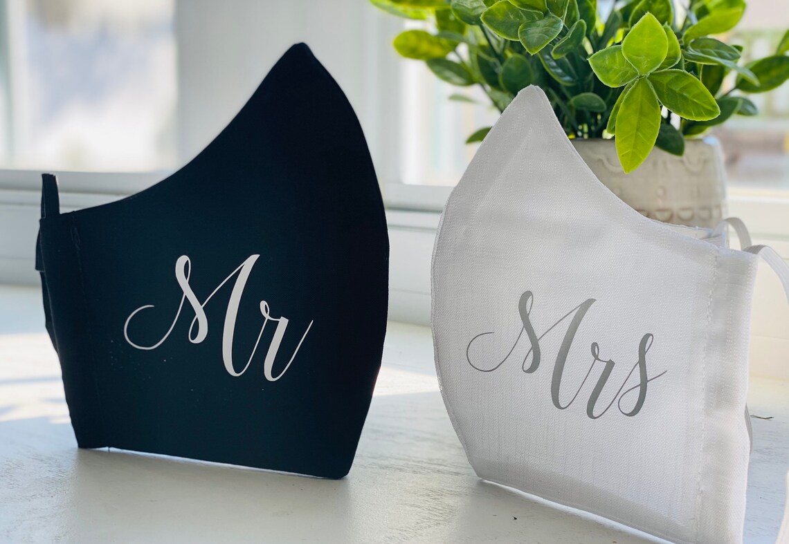 Mr and Mrs Face Masks With Custom Date Personalization - Etsy