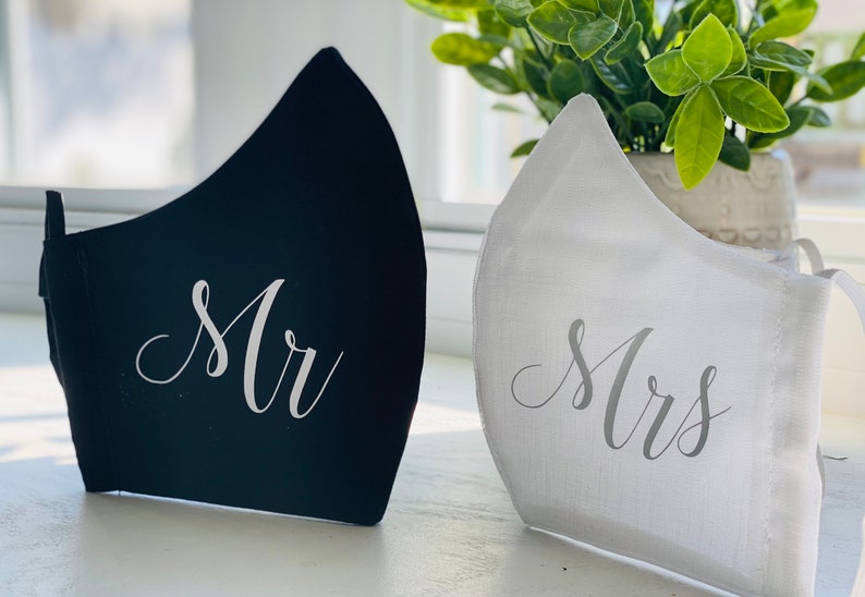 Mr and Mrs Face Masks With Custom Date Personalization - Etsy