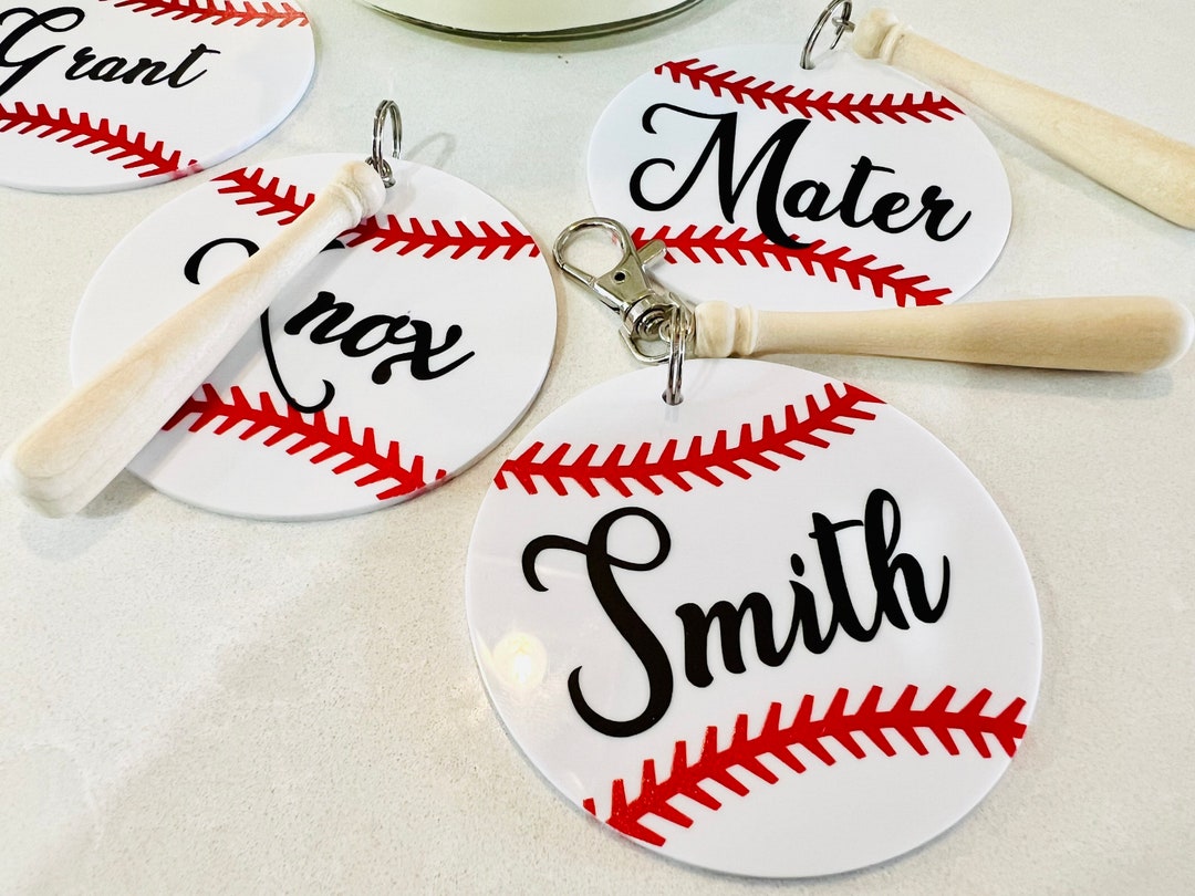 Custom Baseball With Bat Keychain With Custom Name, Baseball Backpack ...