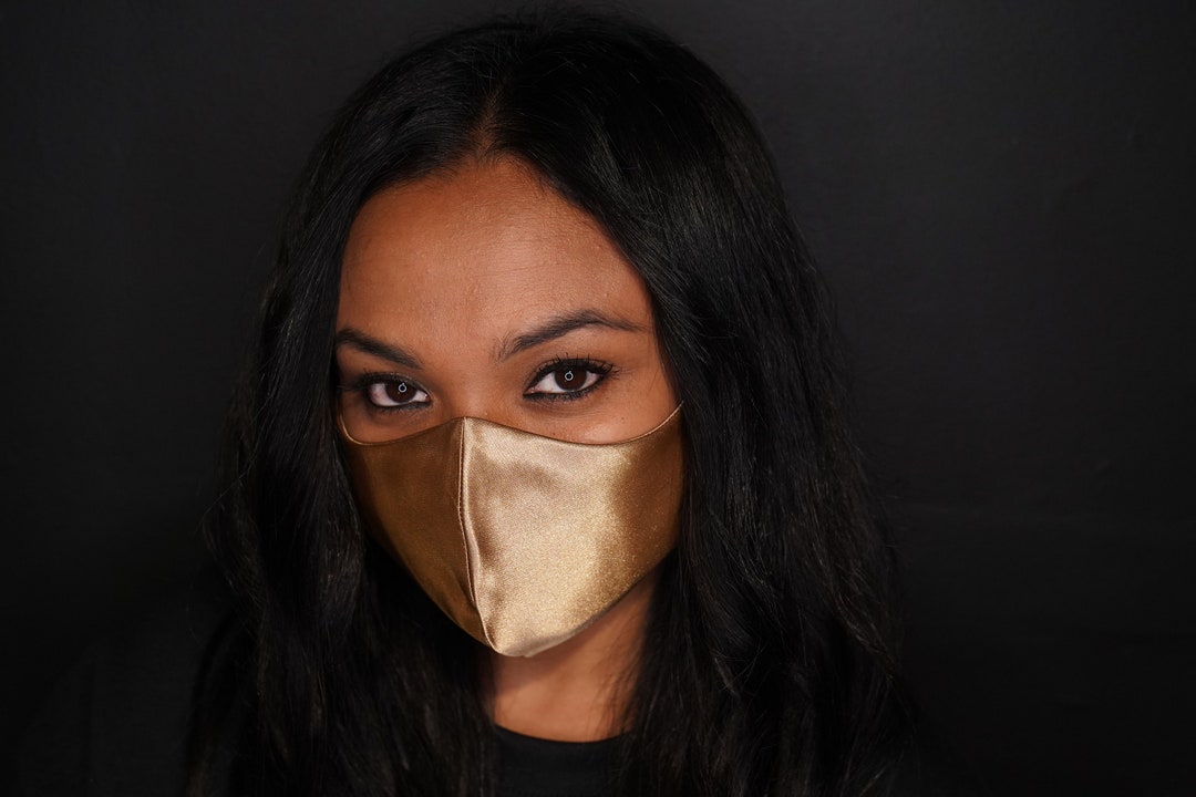 Gold Satin Face Mask, Adult and Children Sizes - Etsy