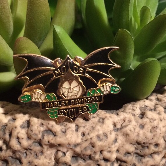 Pair of Harley Davidson Motorcycle Pin Badges - Gem