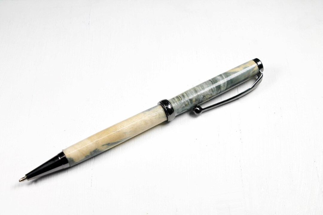 Gun Metal / Green / Beige Pen - Made With Boxelder Wood (P049) - Etsy