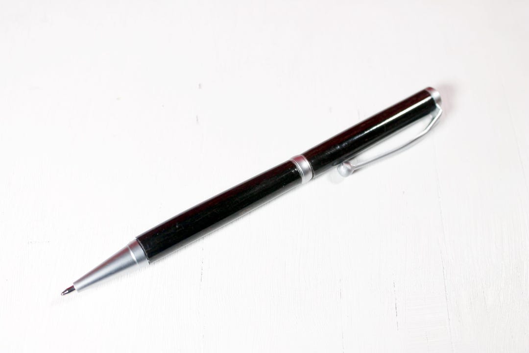 Brushed Silver / Black Pen - Made With Ebony Wood (P013) - Etsy