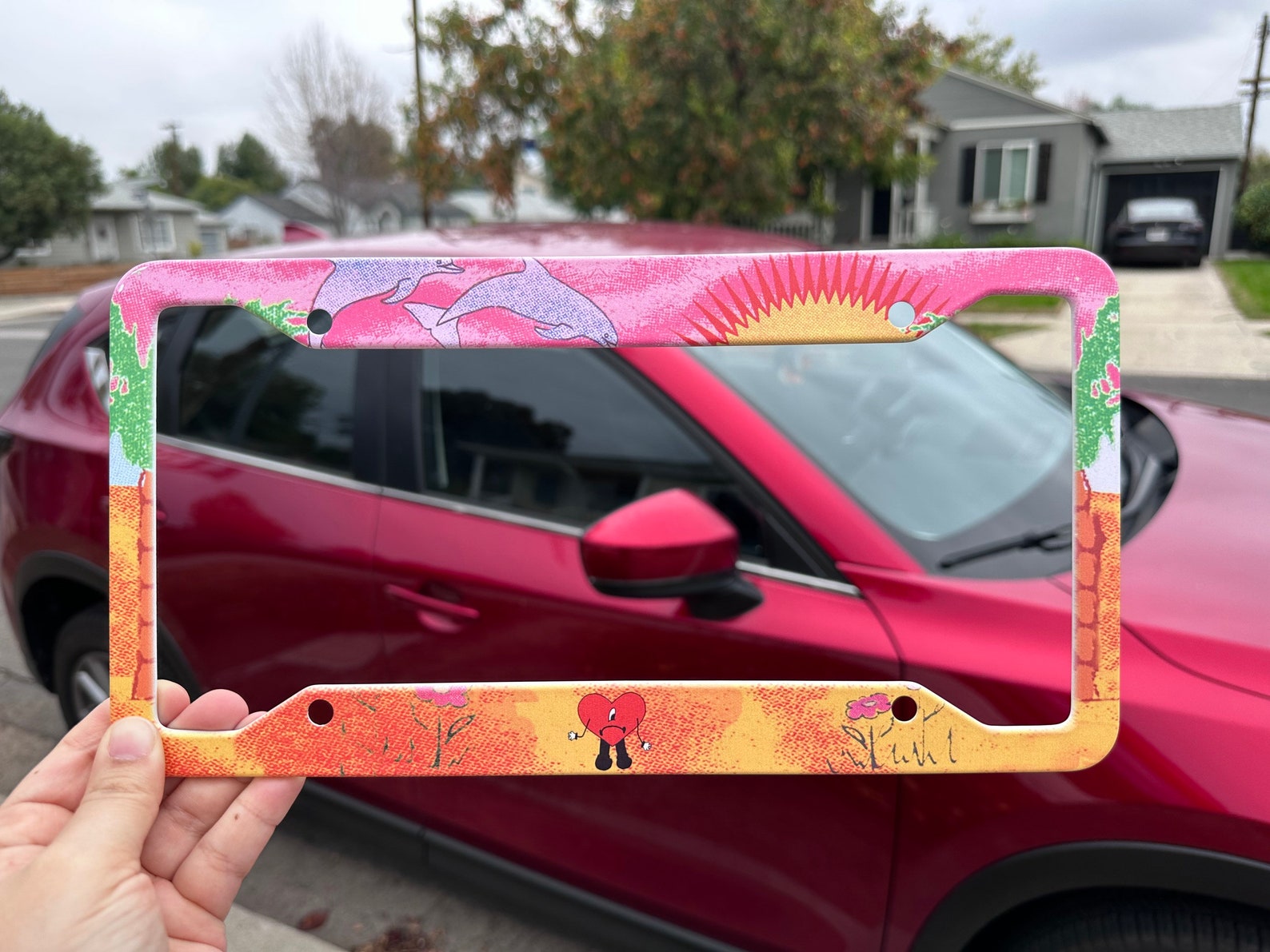 Bad Bunny License Plate Frame, Bad Bunny Heart License Plate Frame, Un ...