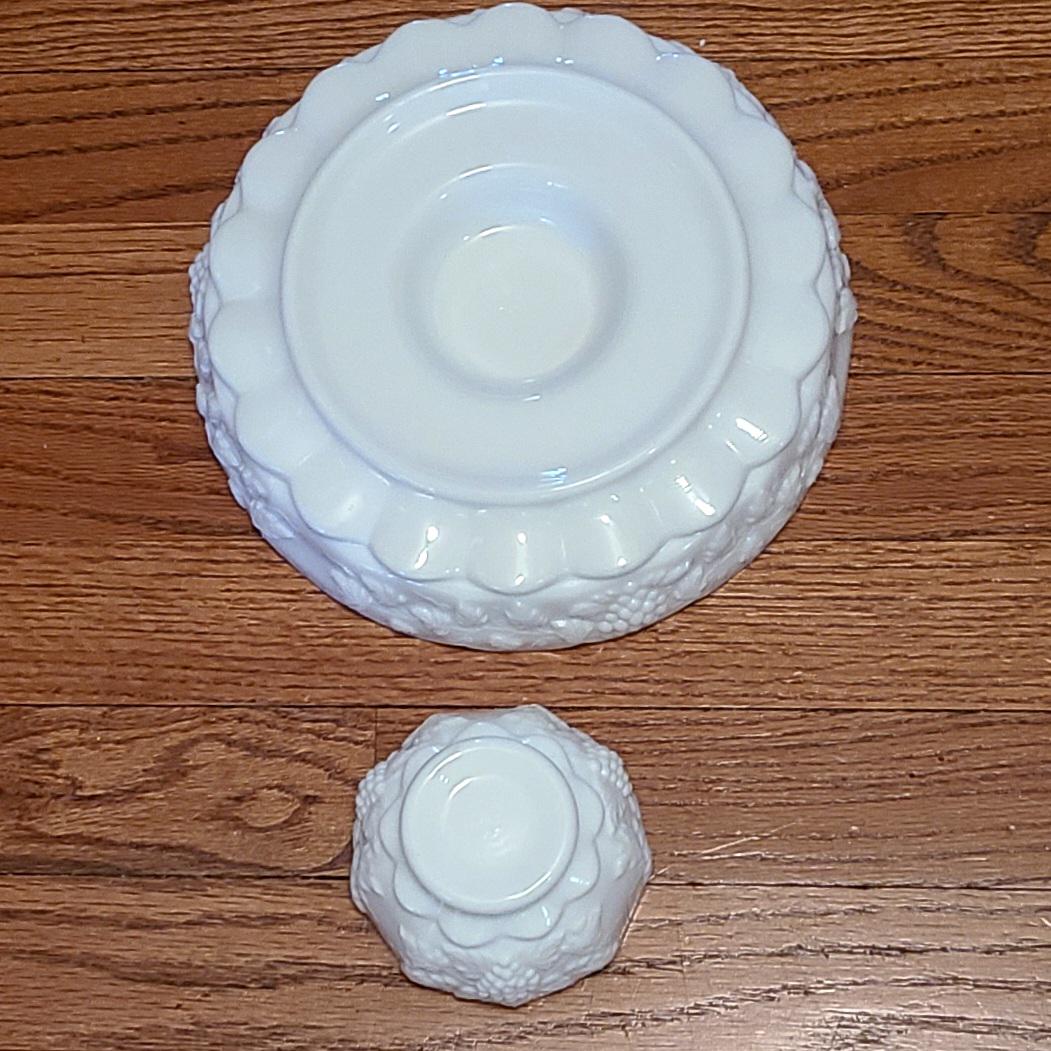 Westmoreland Paneled Grape Milk Glass Divided Appetizer and Dip Bowls ...