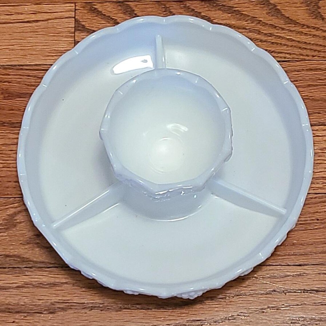 Westmoreland Paneled Grape Milk Glass Divided Appetizer and Dip Bowls ...