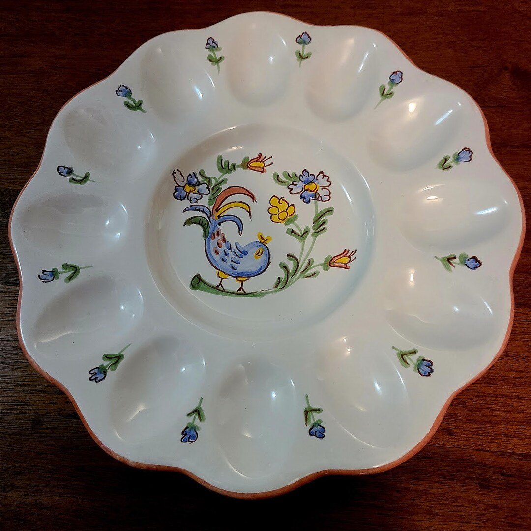 Lynn Hollyn Design 1984 Hand Made & Painted Devilled Egg Dish Made in Italy - Etsy