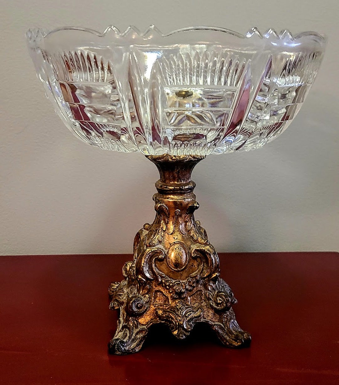 STUNNING! Hollywood Regency Lead Crystal Sawtooth Pinwheel Centerpiece ...
