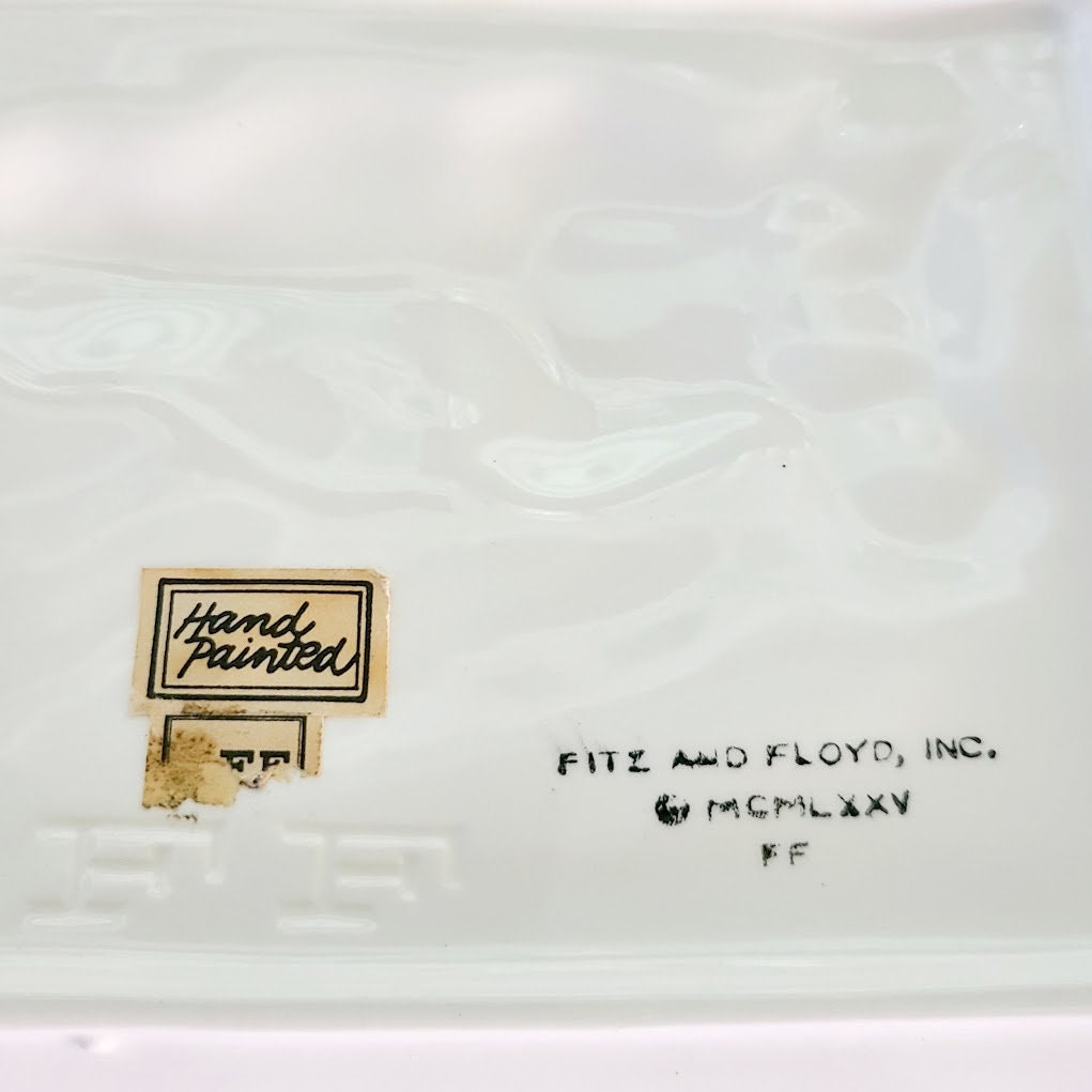 Fitz & Floyd Ceramic Zebra Tray - Design in 3D Relief - Original Label ...