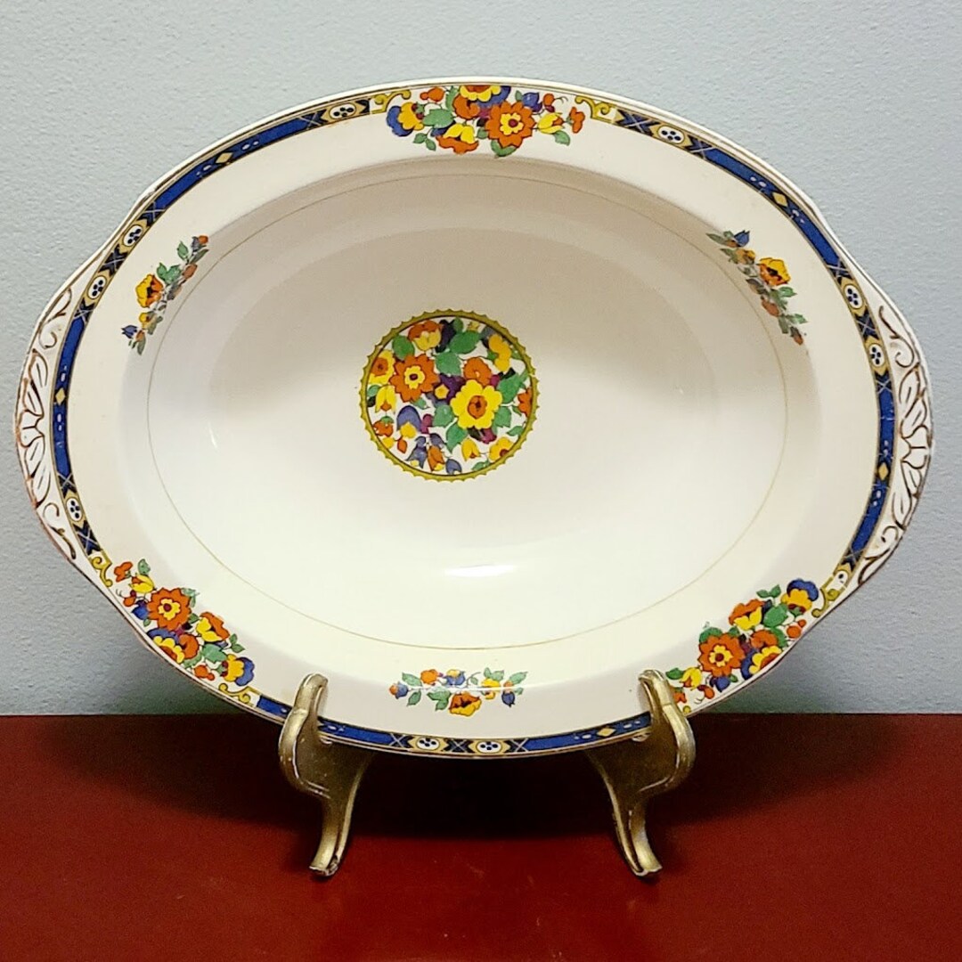 Antique W H Grindley Co LTD England Ivory Floral China Vegetable Bowl ...