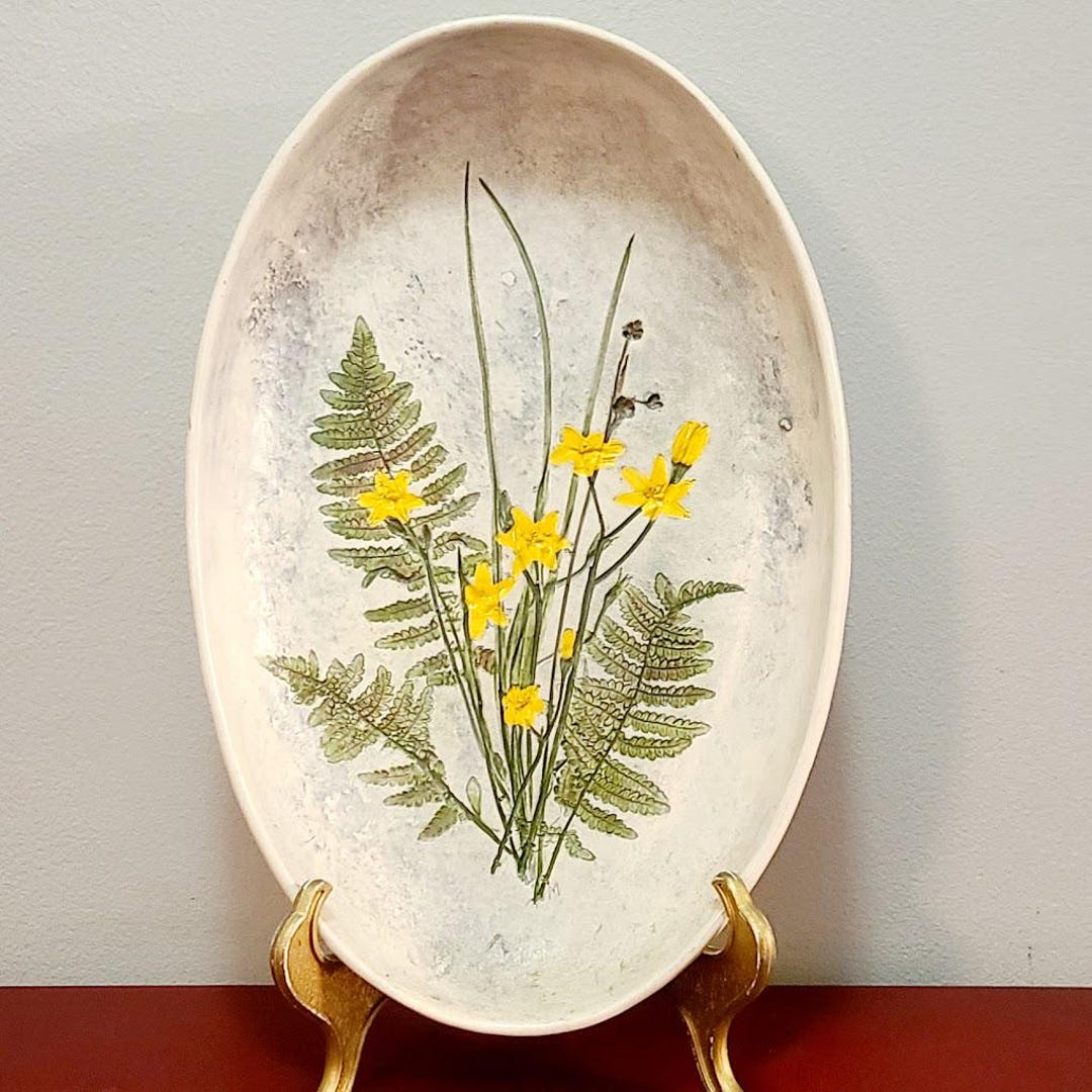 Artisan Crafted Salt Marsh Pottery Stargrass Oval Serving Bowl / Wall ...