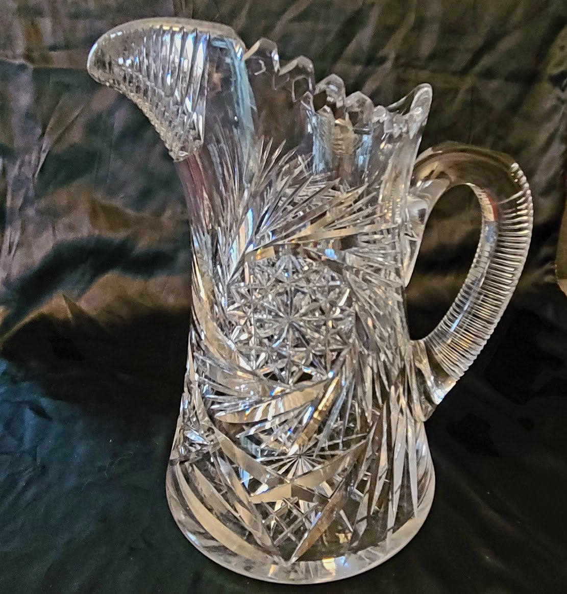 American Brilliant Period Cut Glass Crystal Pitcher - Early 20th ...