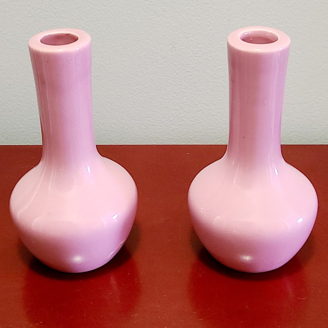 Pair of Pink Haeger Floral Pottery Bud Vases - 5.5" - VINTAGE / MCM! - Etsy