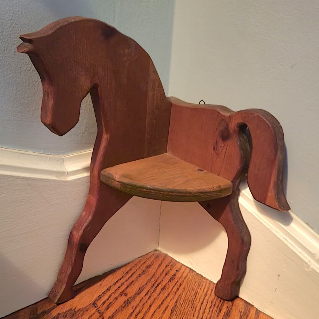 Handcrafted Wood Horse Corner Shelf With Mounts - Etsy