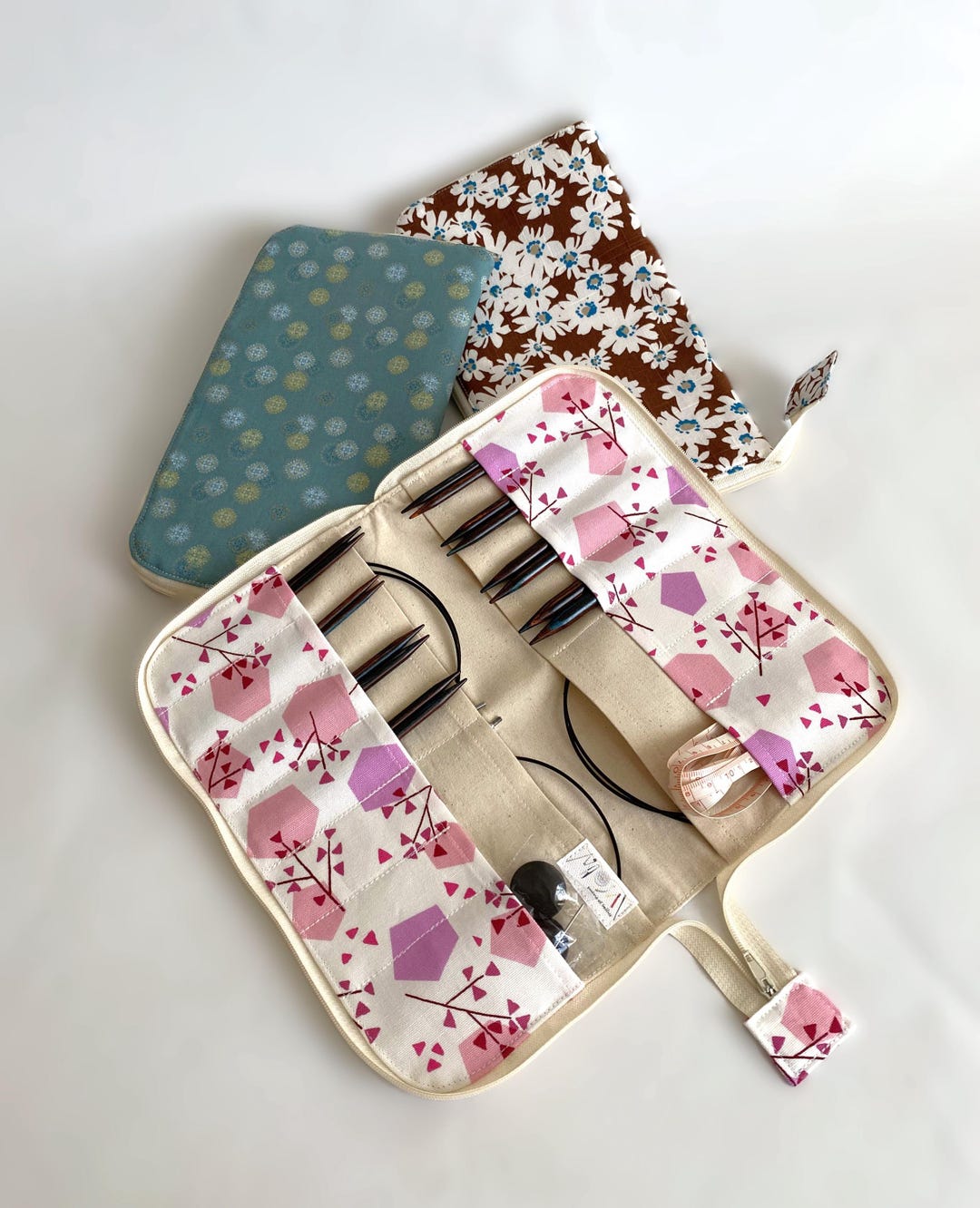 Handmade Japanese Cotton Needle Case: Floral Zip Pouch - Etsy