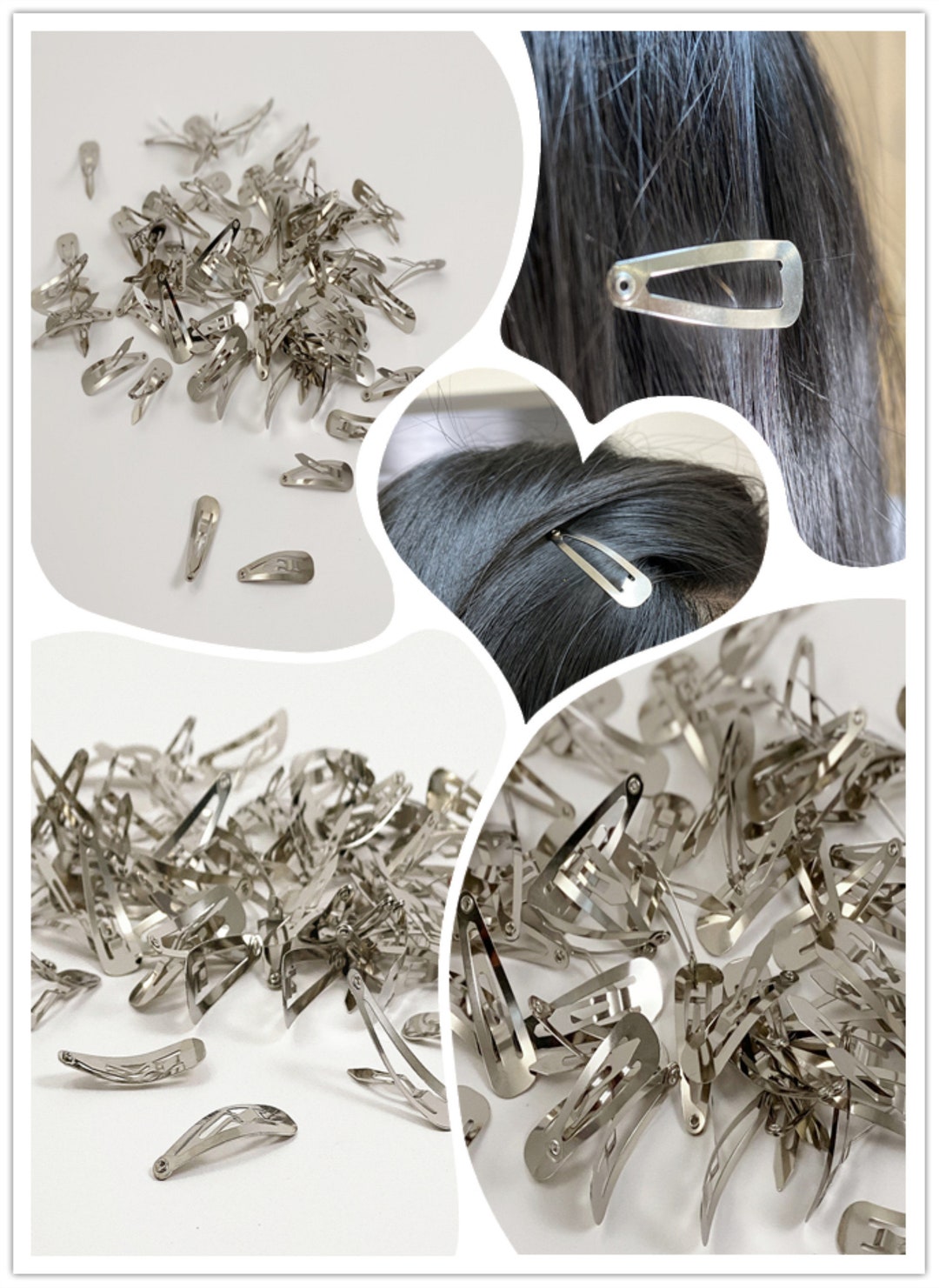 30 mm Silver Snap Hair Clips Confezioni da 50 o 100 pezzi Finitura ...