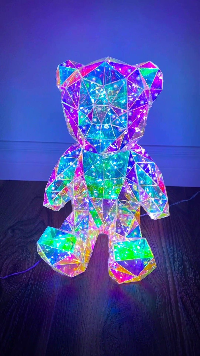 LED Light up Bear Holographic Iridescent Lights Holiday Gift - Etsy