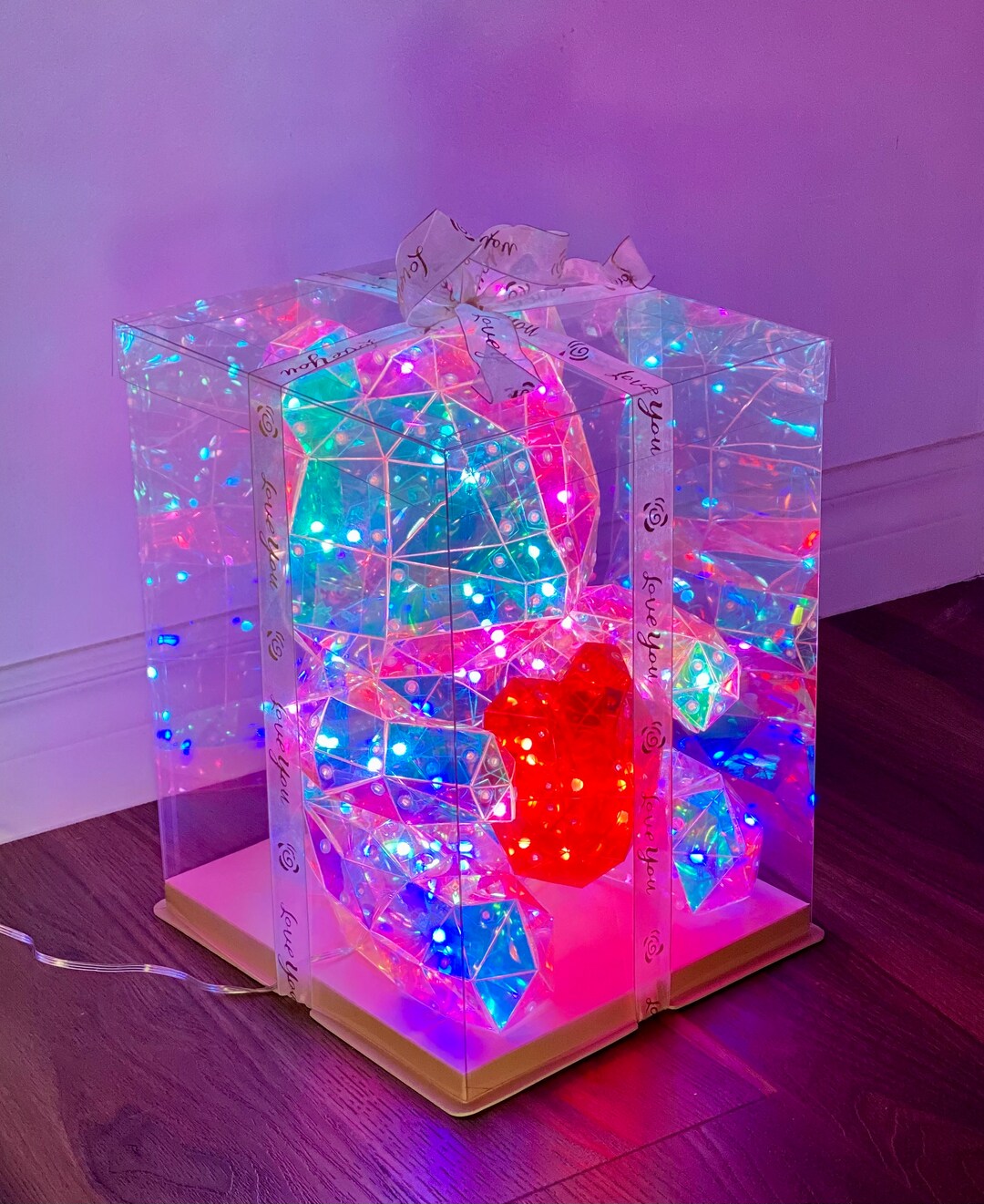 LED Light up Bear Holographic Iridescent Lights Holiday Gift - Etsy