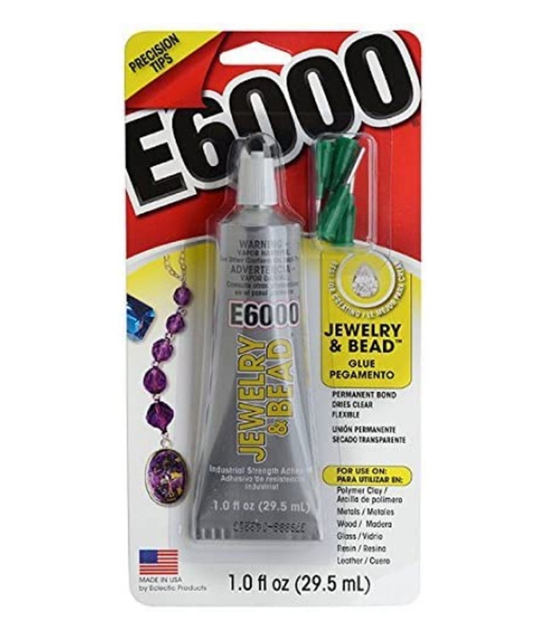 E6000 Jewelry and Bead Adhesive 1 Oz With 4 Precision Applicator Tips ...
