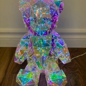 LED Light up Bear Holographic Iridescent Lights Holiday Gift - Etsy