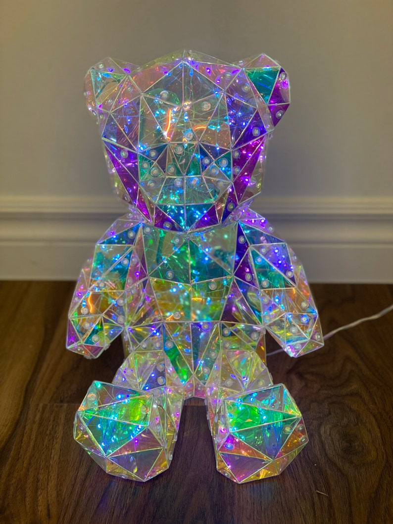 LED Light up Bear Holographic Iridescent Lights Holiday Gift - Etsy