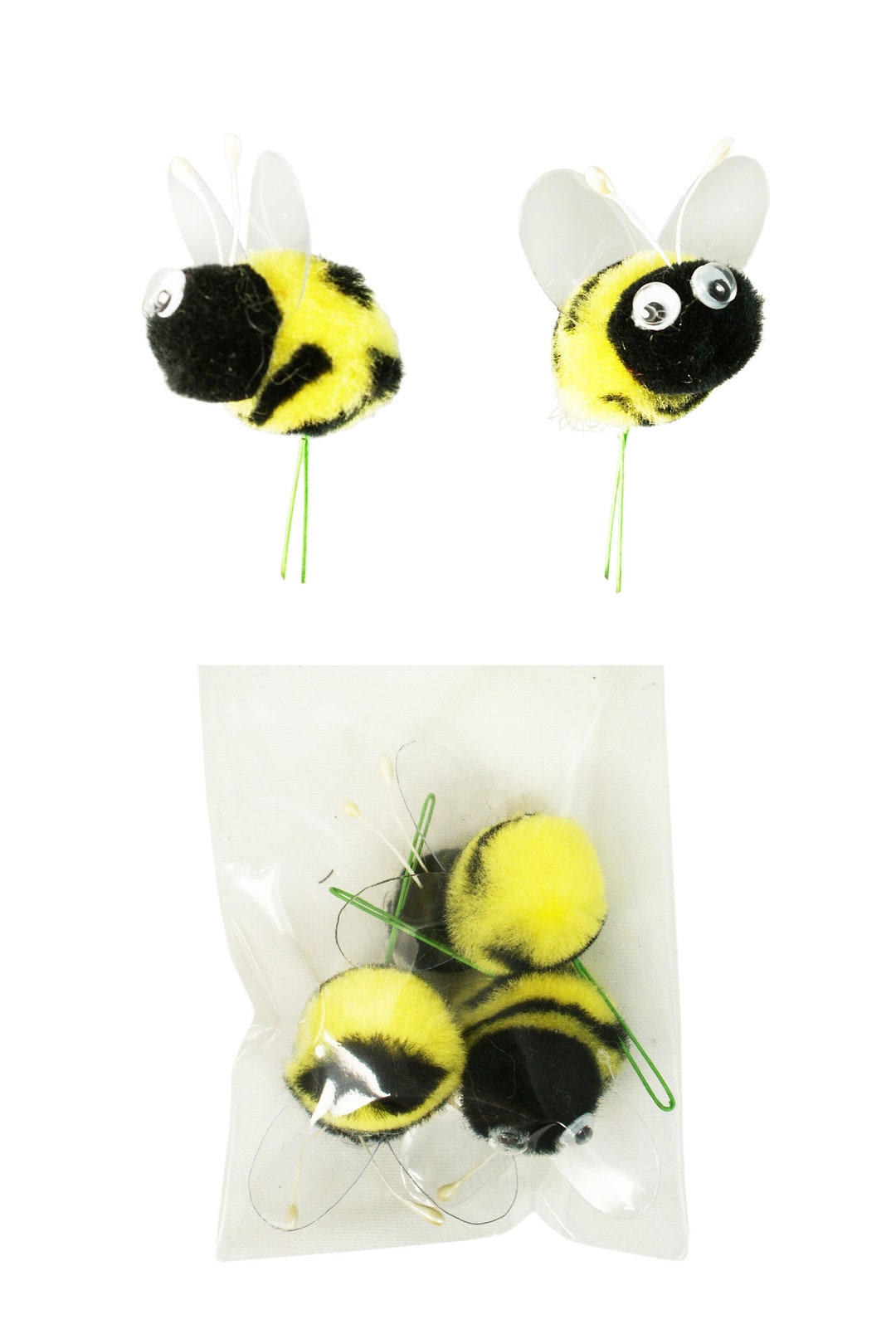 3 Pcs Fuzzy Craft Bee on Floral Wire - Etsy