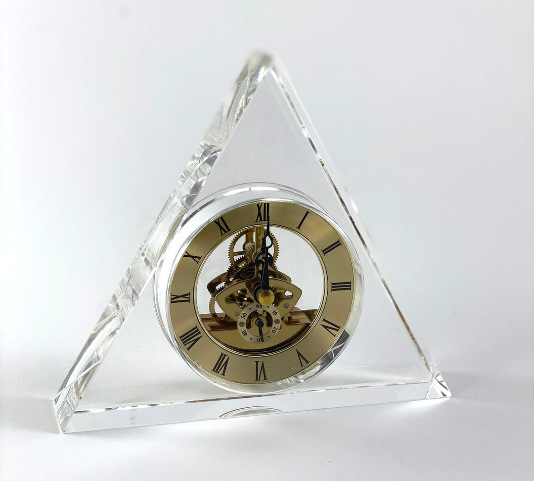 Clear Glass Encased Antique Working Clock With Gold Plating for Office ...
