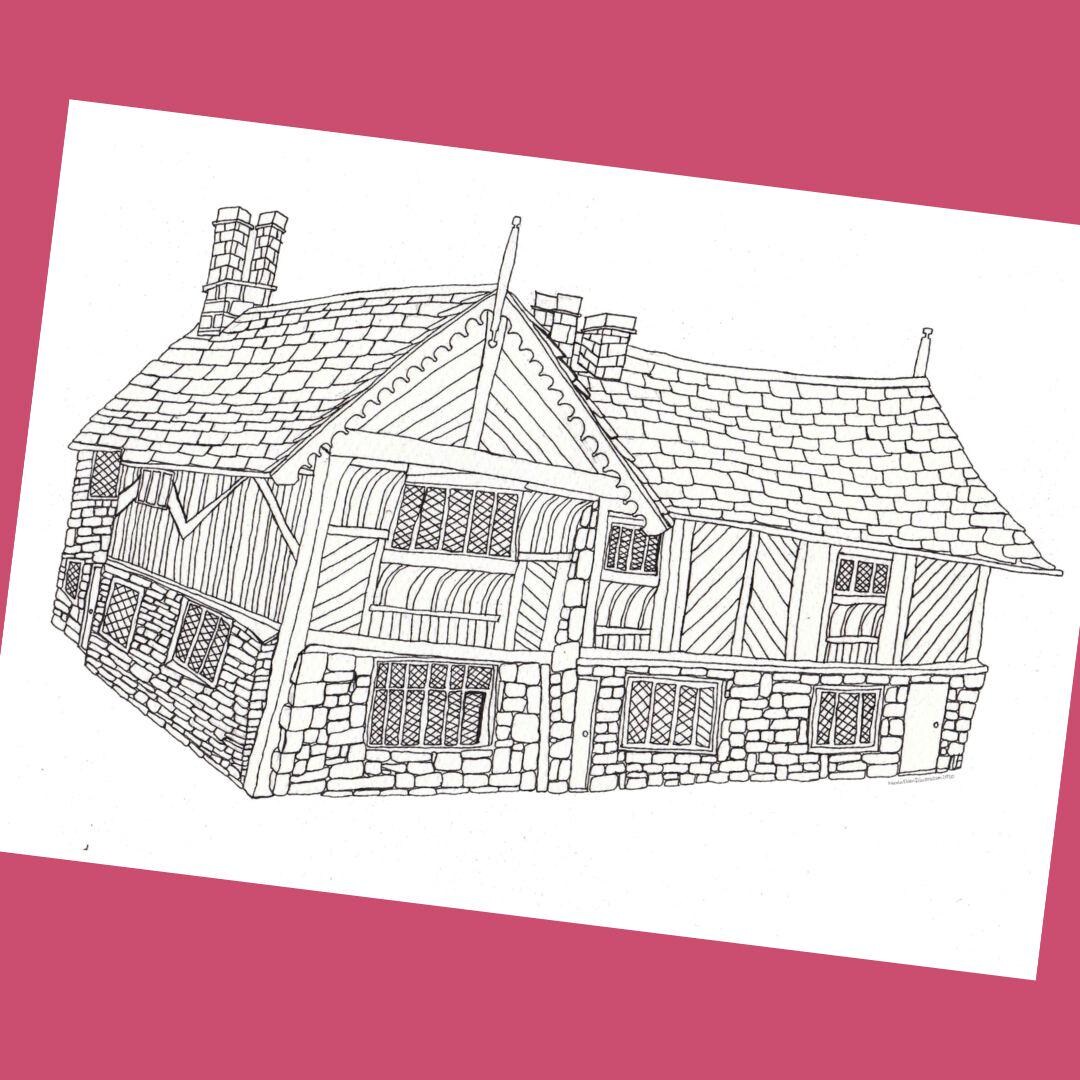 Bishops' House Colouring Sheet, Mindful Adult Colouring, Timber Cottage ...