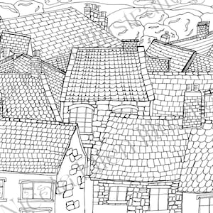 A View From Richmond Castle Colouring Sheet, Cottage Roofs Illustration ...