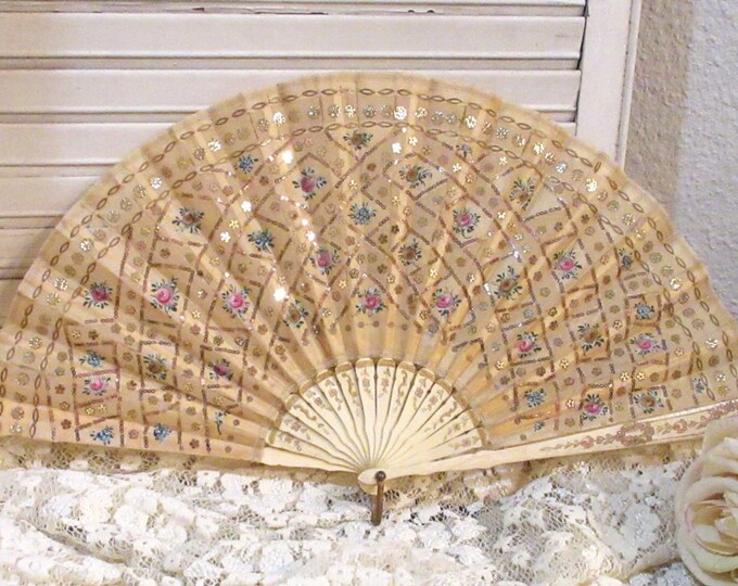 Victorian Hand Painted Folding Hand Fan, C1900; Vintage Hand Fan - Etsy