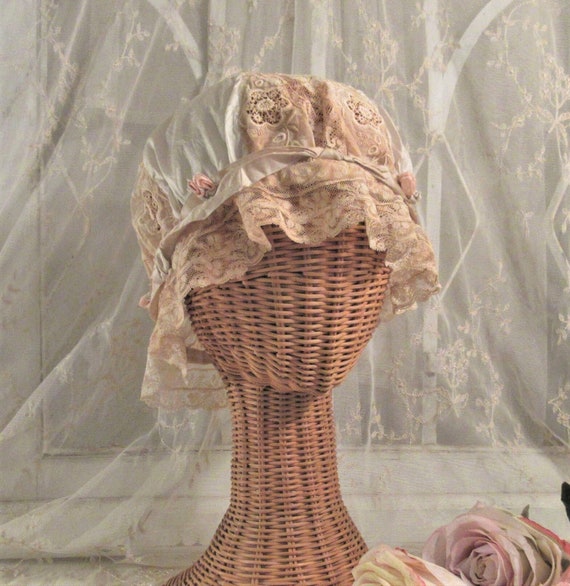 Beautiful French Boudoir Cap, c1920 - Gem