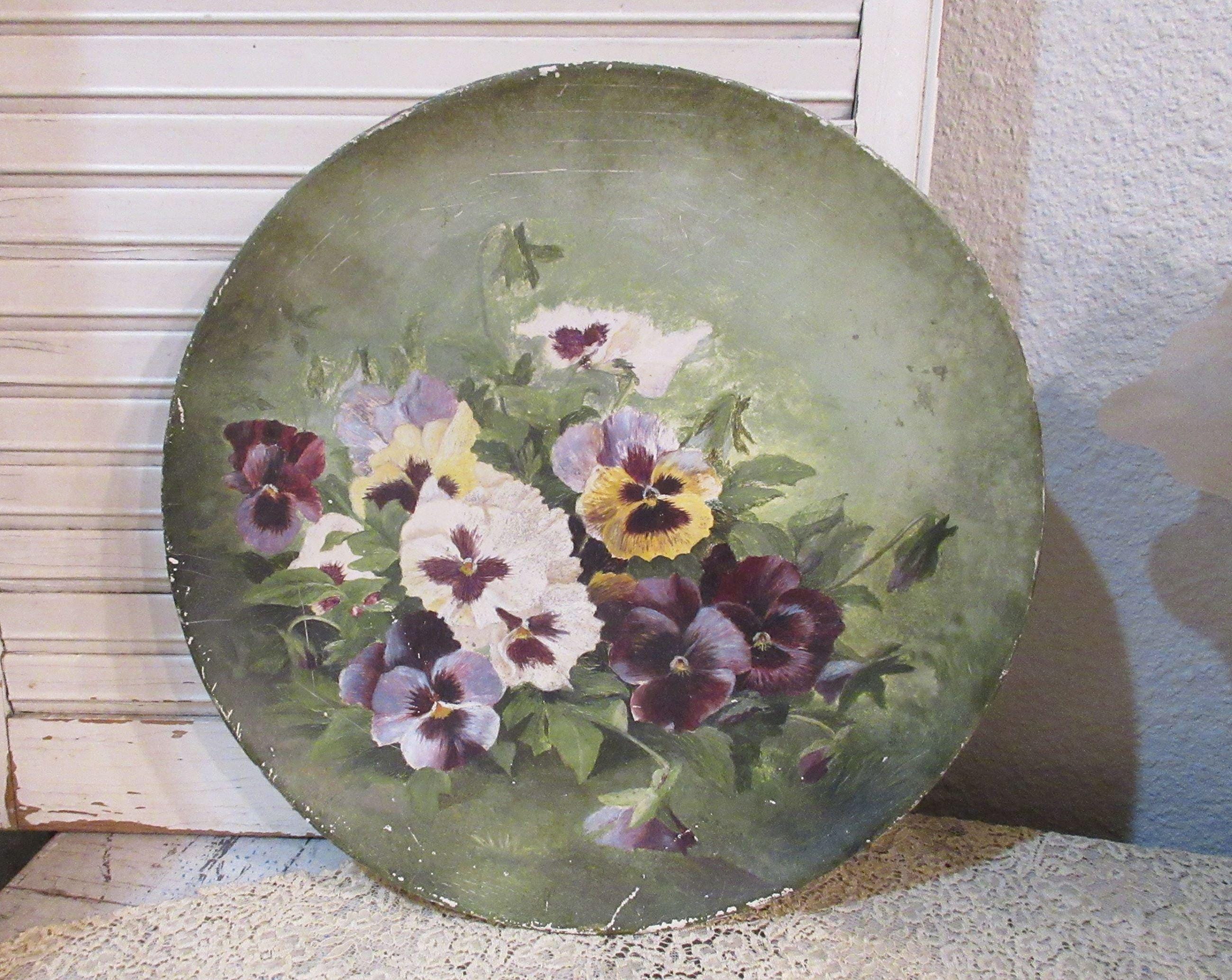 Victorian Pansies Oil Painting on Papier Mache, C Late 1800s - Etsy