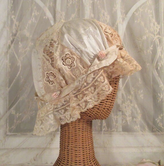 Beautiful French Boudoir Cap, c1920 - Gem