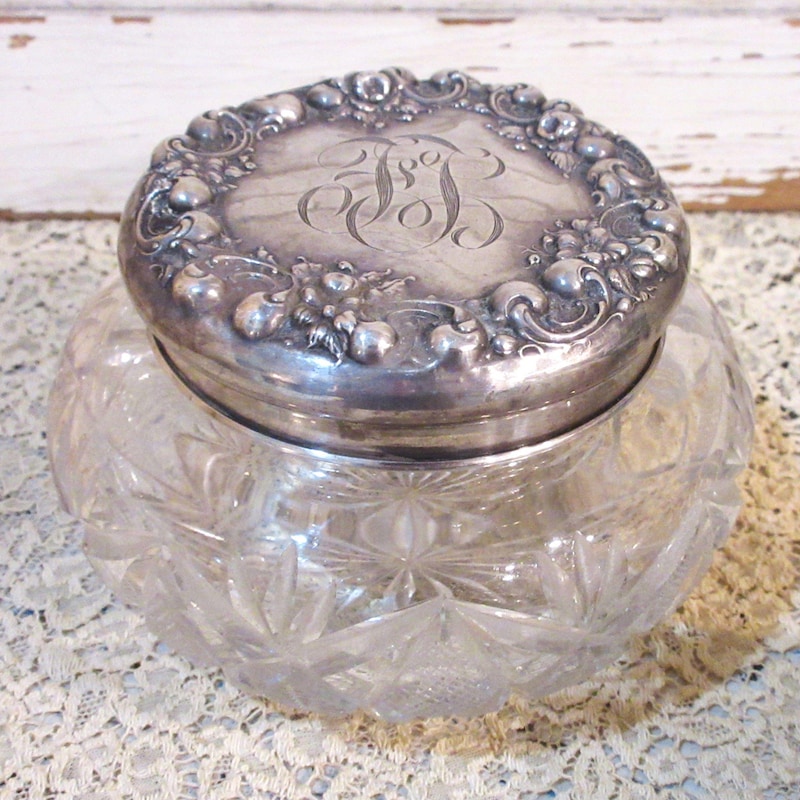 Antique Powder Jar - Etsy