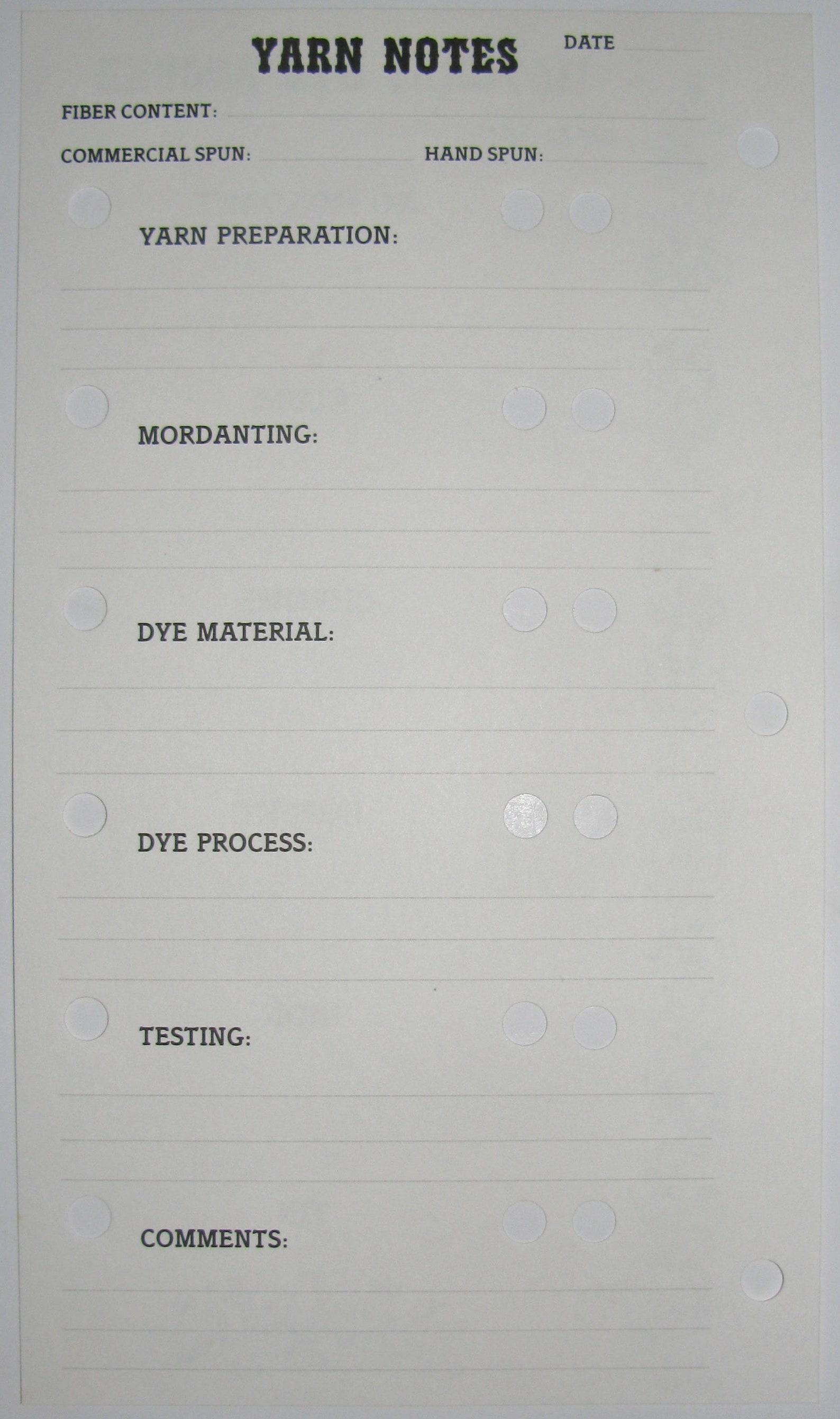 Natural Dye Record, Yarn, Wool Fiber Dyeing Shade Cards - Etsy UK