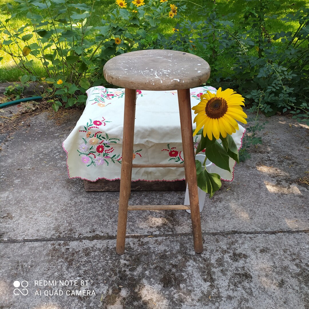 Round Stool - Village - Flower Stand - Bedside Table - Rustic. Stool ...