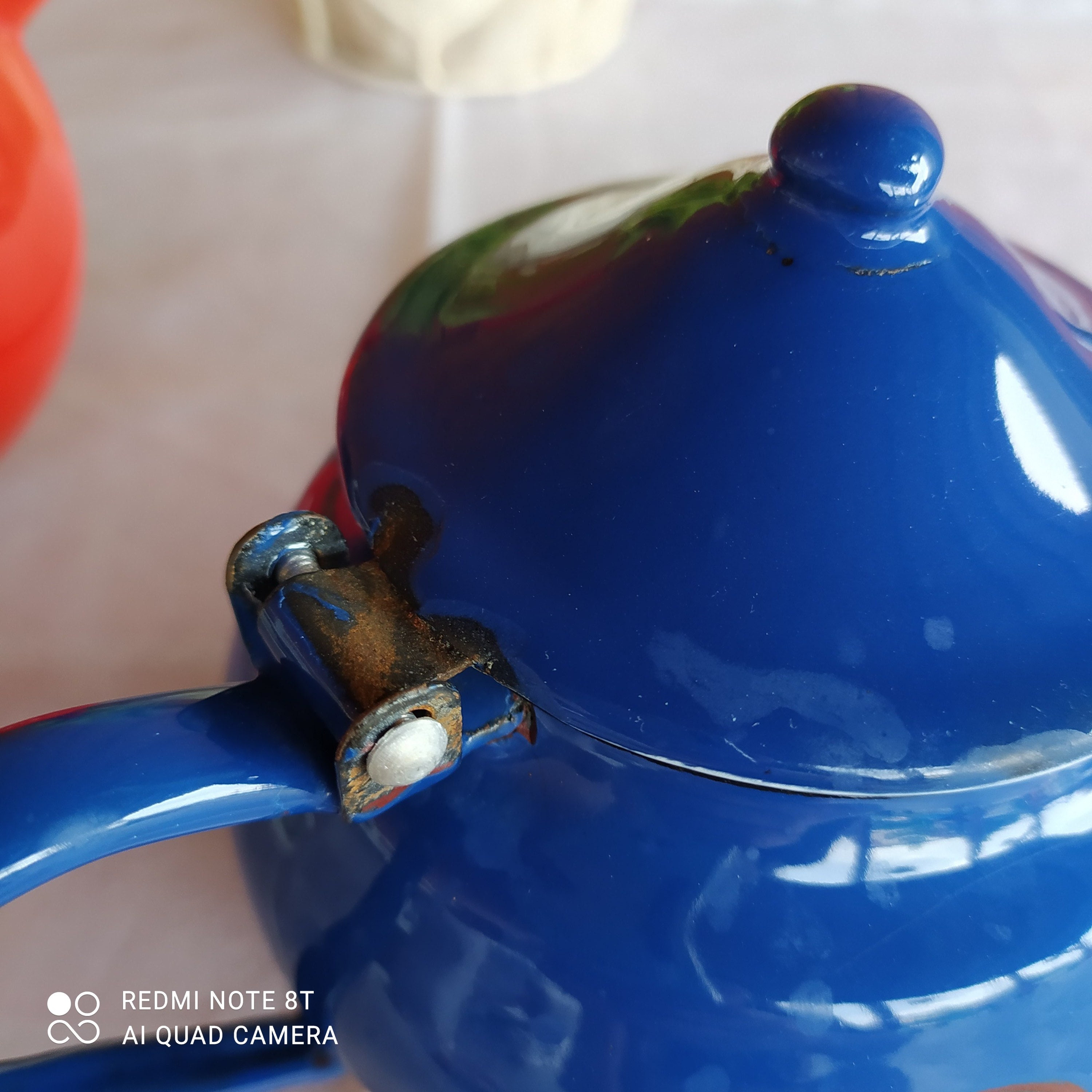 Vintage Small Red Kettle, Old Red Teapot, Vintage Enamelware, Red ...