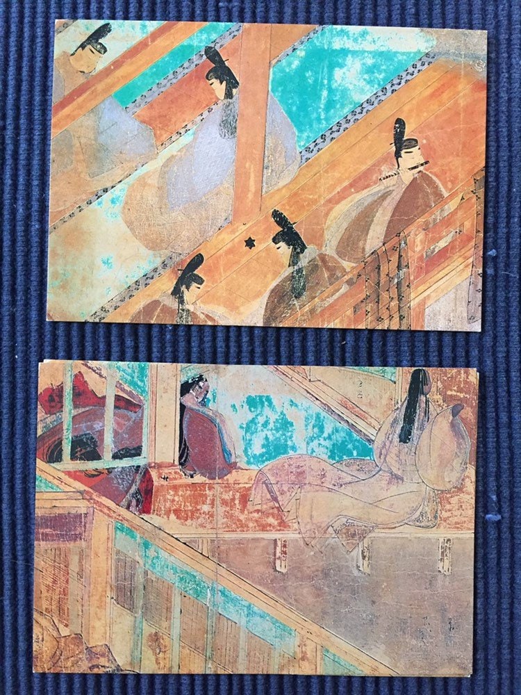 Tale of Genji Postcards Set of 2 Genji Monogatari Emaki Illustrated ...