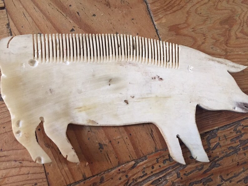 60s Vintage Ox Horn Pig Shape Hair Comb Accessory Mexican Wild Boar - Etsy
