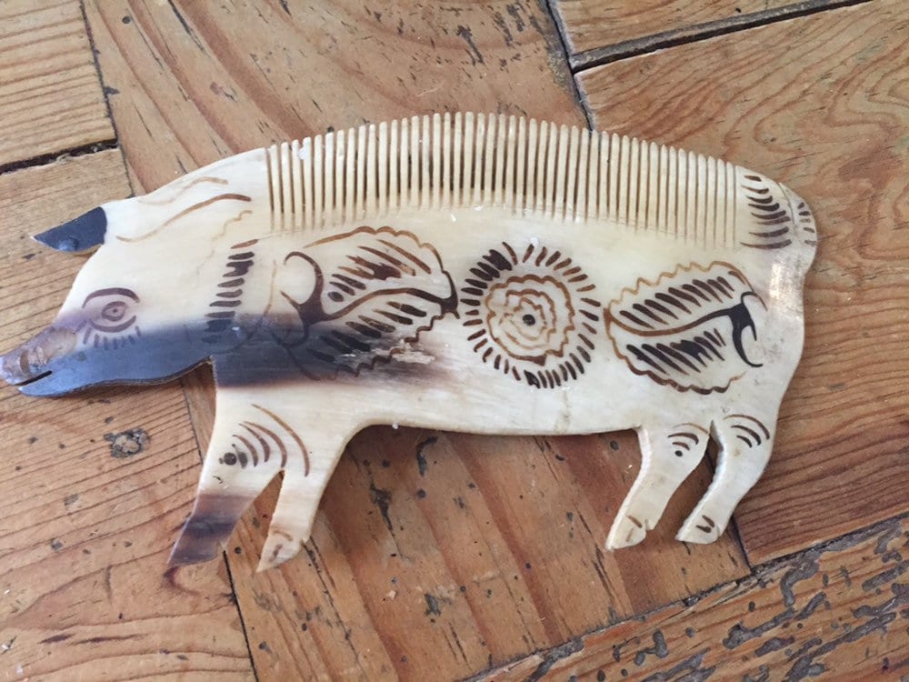 60s Vintage Ox Horn Pig Shape Hair Comb Accessory Mexican Wild Boar - Etsy