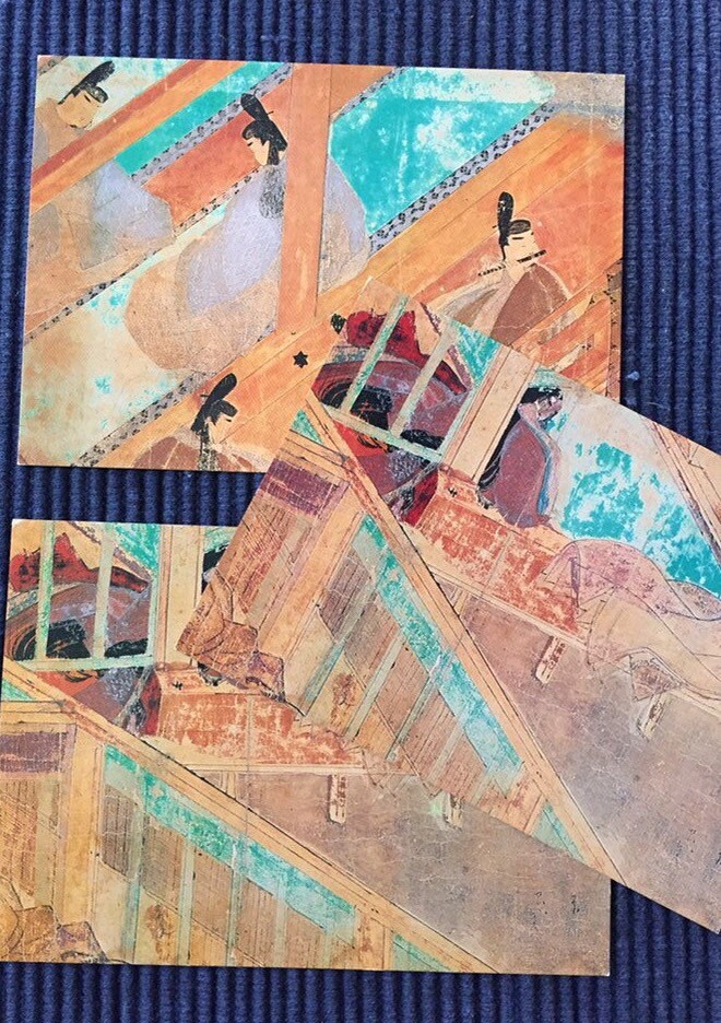 Tale of Genji Postcards Set of 2 Genji Monogatari Emaki Illustrated ...