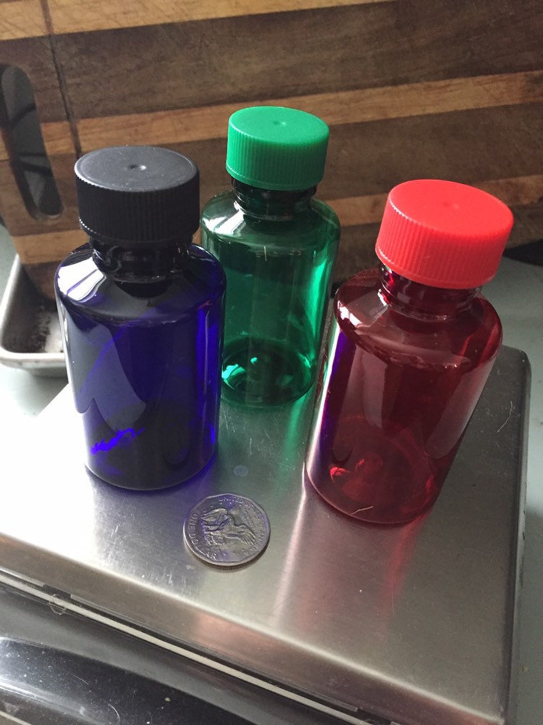 Colored 100ml LDPE Bottles Lids Red Cobalt Blue Green Bath Salts Lotion ...