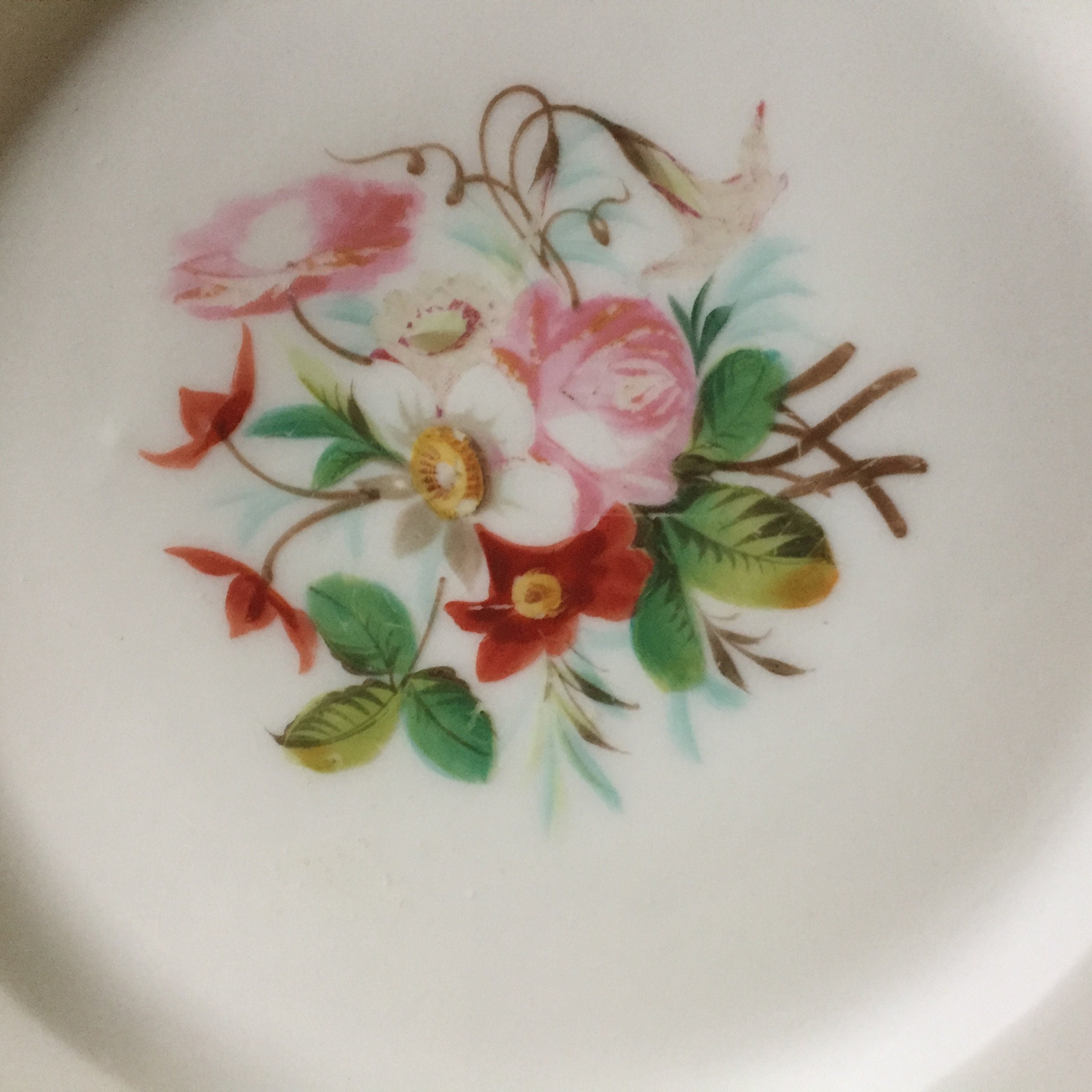 Set of 6 Japanese Porcelain Dessert Plates Gilt Hand-painted Red Pink ...