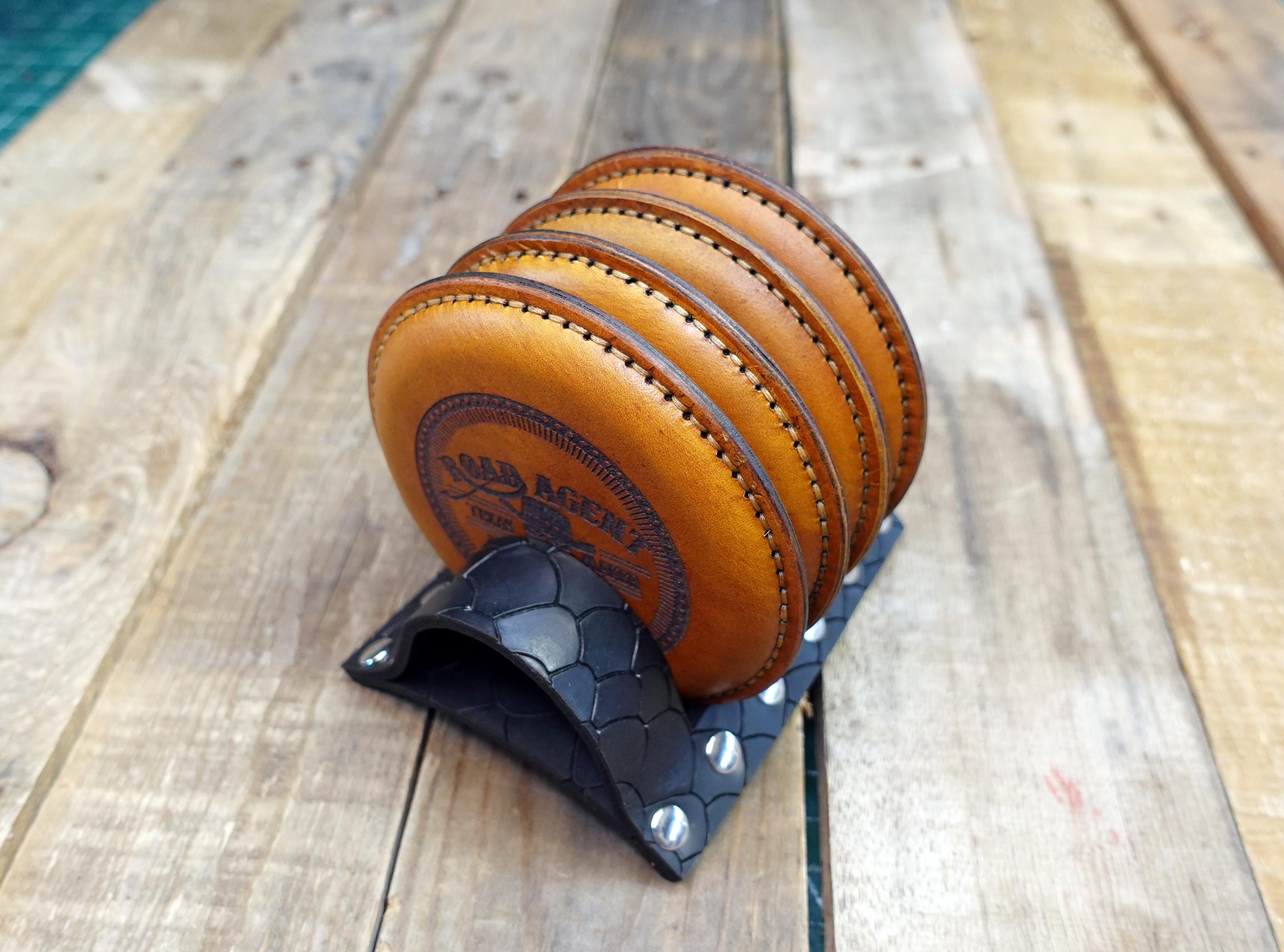 Genuine Weighted Leather Coaster Set - Etsy