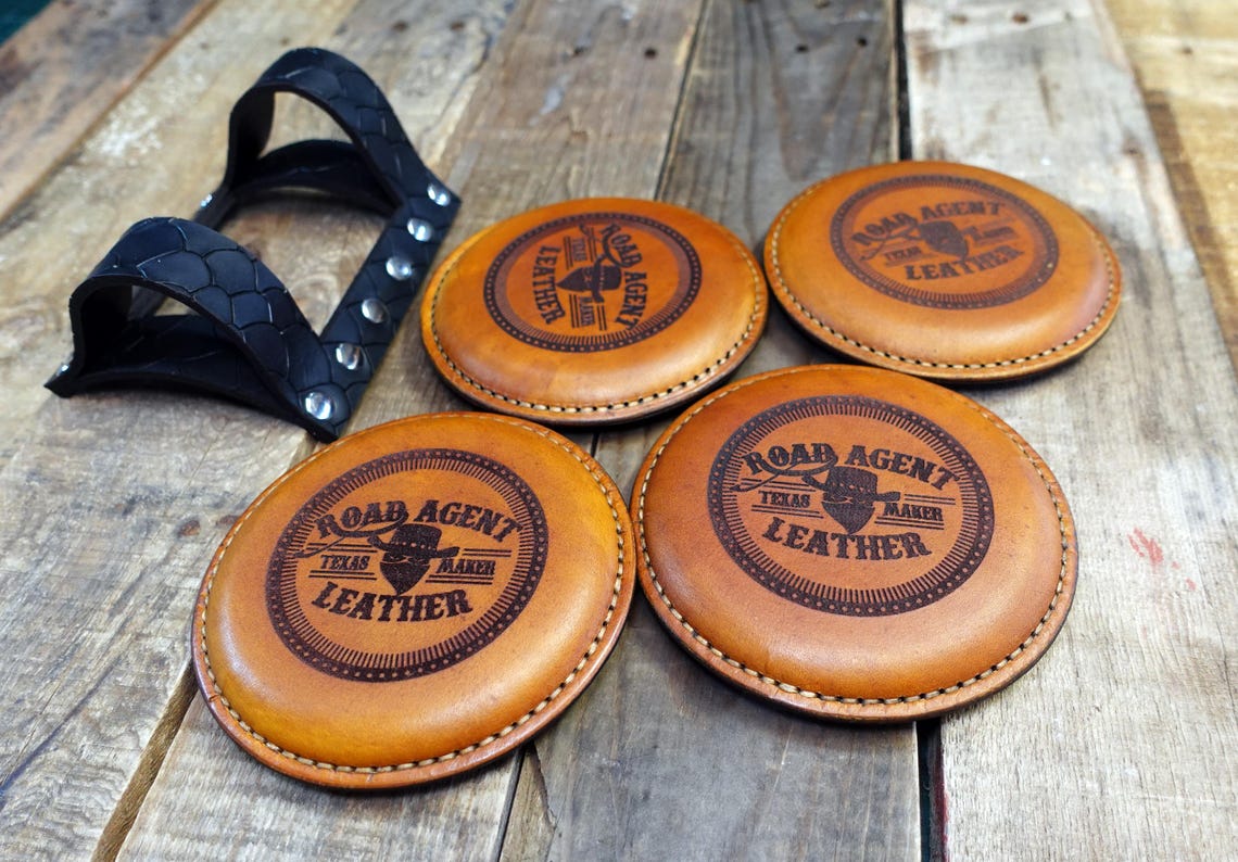 Genuine Weighted Leather Coaster Set - Etsy